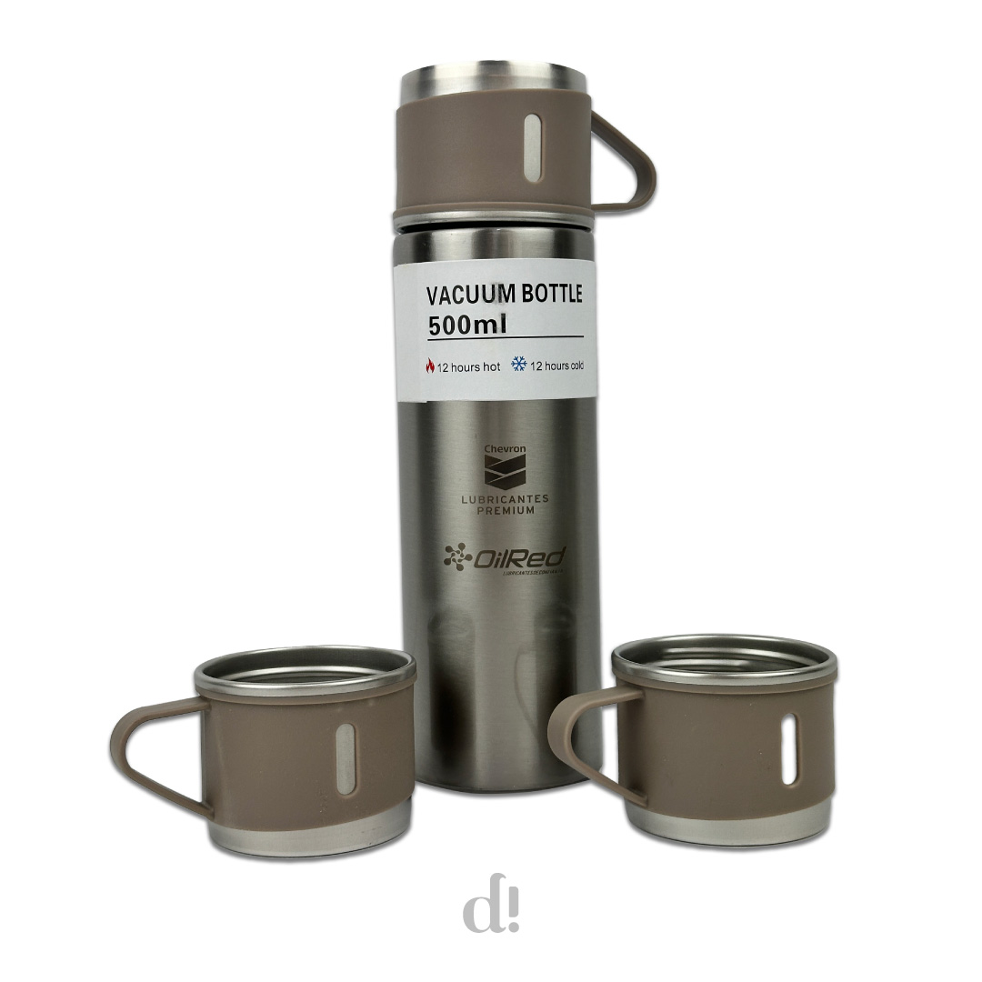 Termo Metálico con 2 Tazas – OilRed – Chevron – DINAMIC PRODUCTS