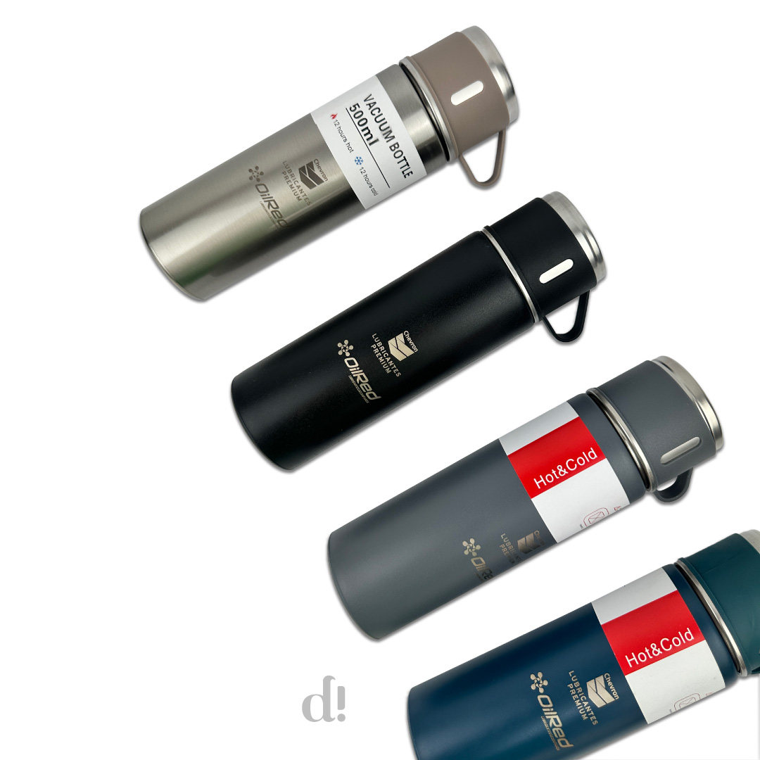 Termo Metálico con 2 Tazas – OilRed – Chevron – DINAMIC PRODUCTS